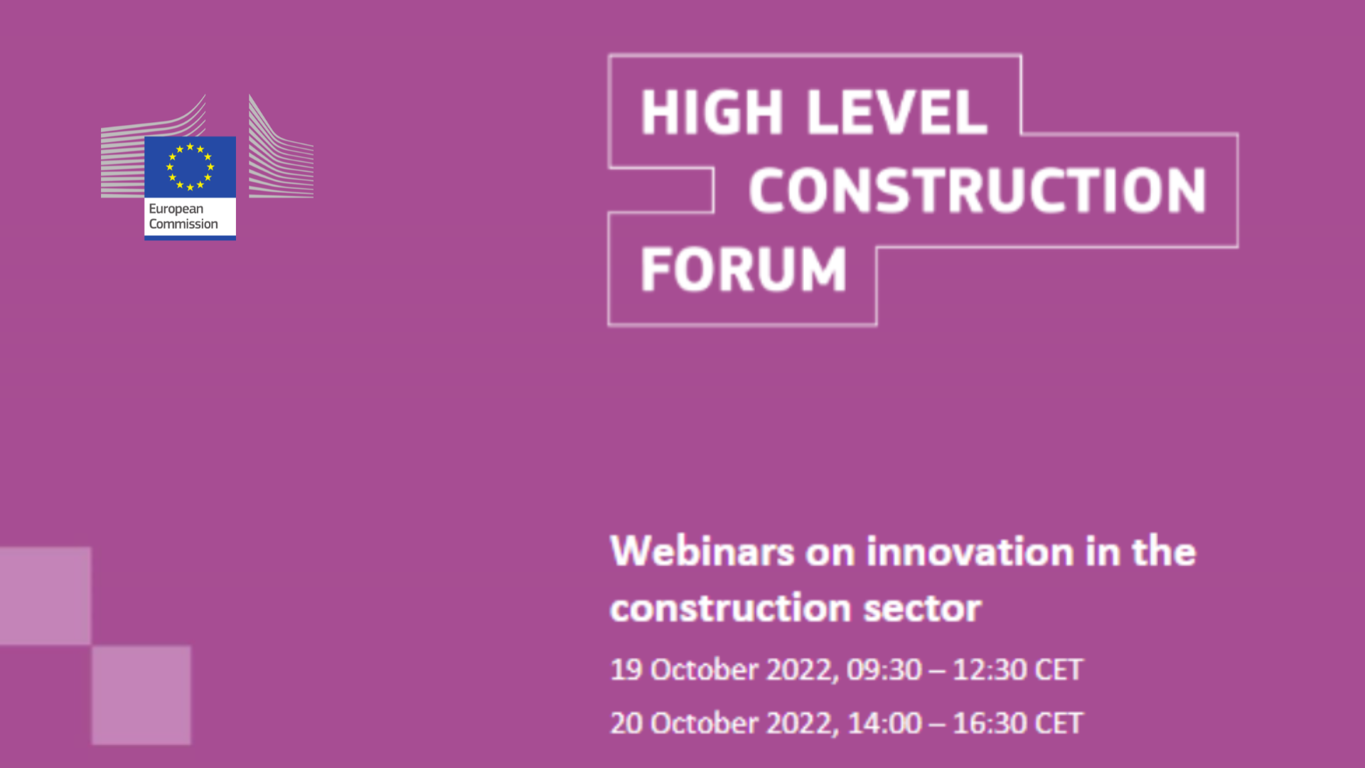 High Level Construction Forum: Webinars on innovation in the ...